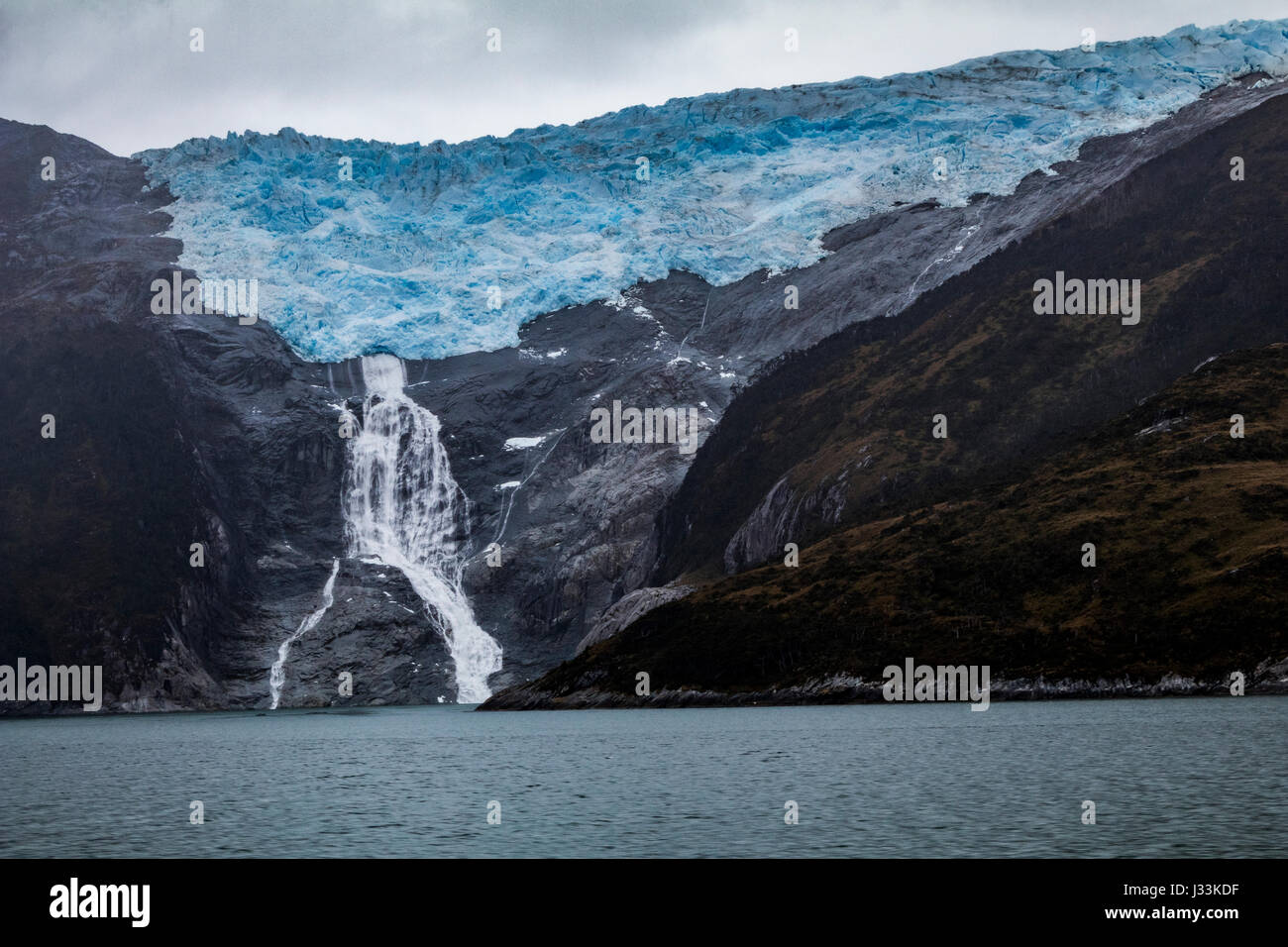 The Romanche glacier in Alberto de Agostini National Park, Chile Stock ...