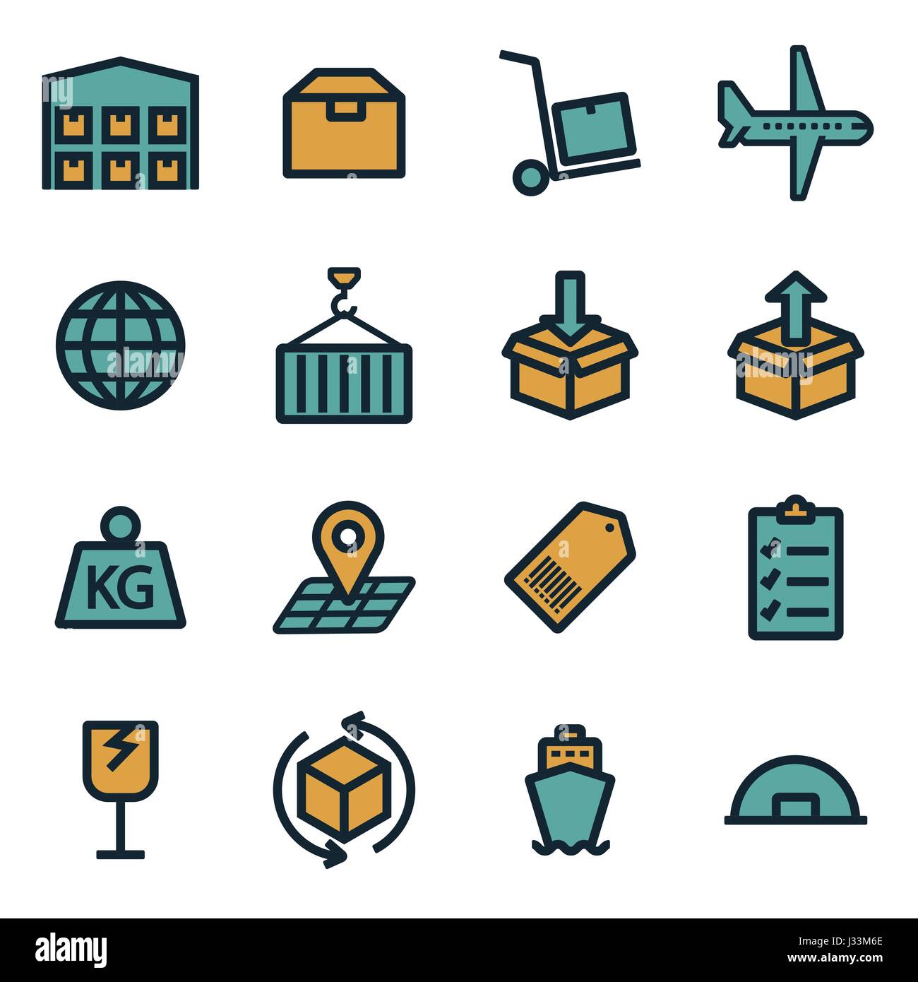 Logistics service flat icons Cut Out Stock Images & Pictures - Alamy