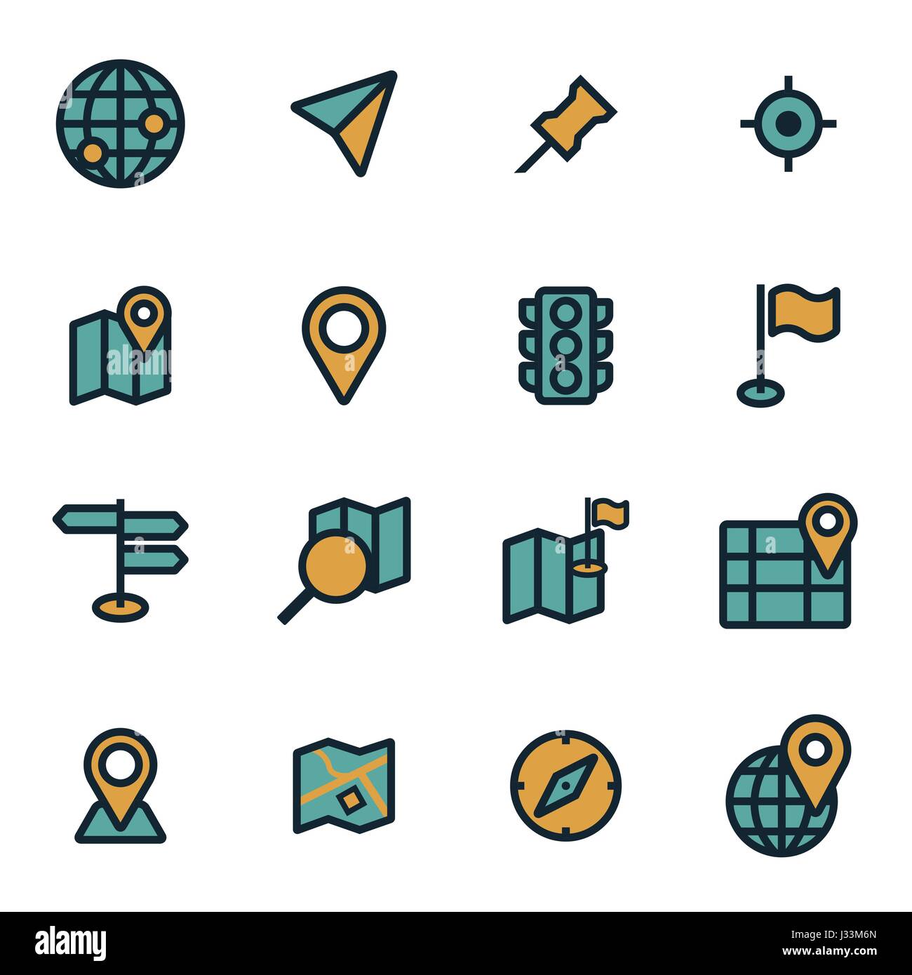 Vector flat map icons set on white background Stock Vector Image & Art ...