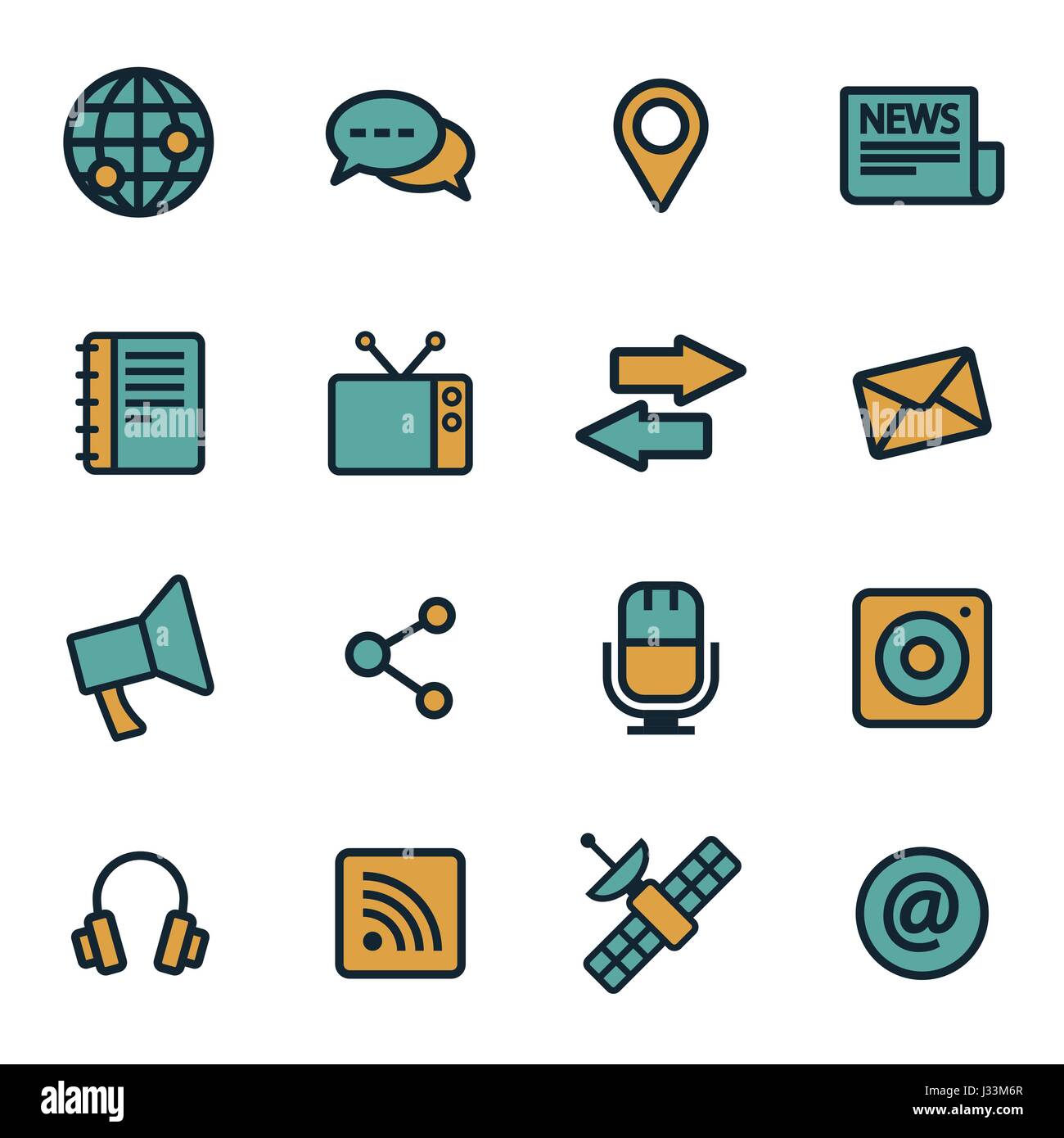 Vector flat media icons set on white background Stock Vector Image ...