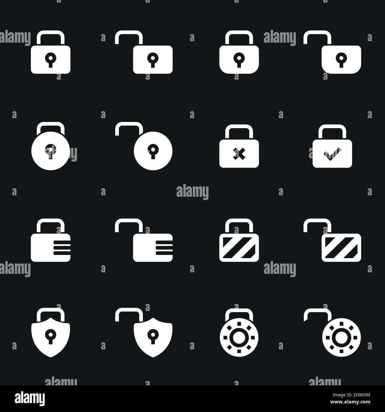 Vector white locks icons set on black background Stock Vector Image ...
