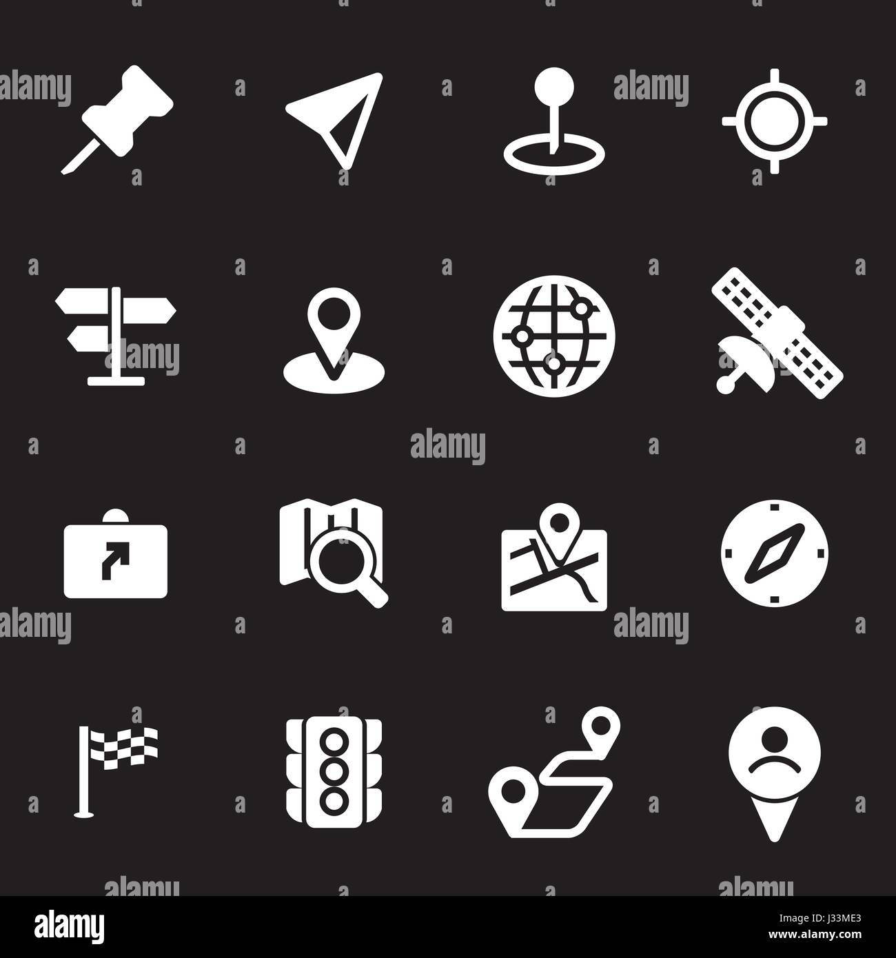 Vector white navigation icons set on black background Stock Vector ...