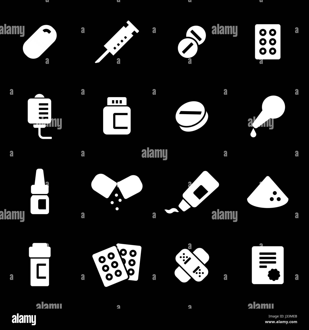 Vector white pills icons set on black background Stock Vector Image ...