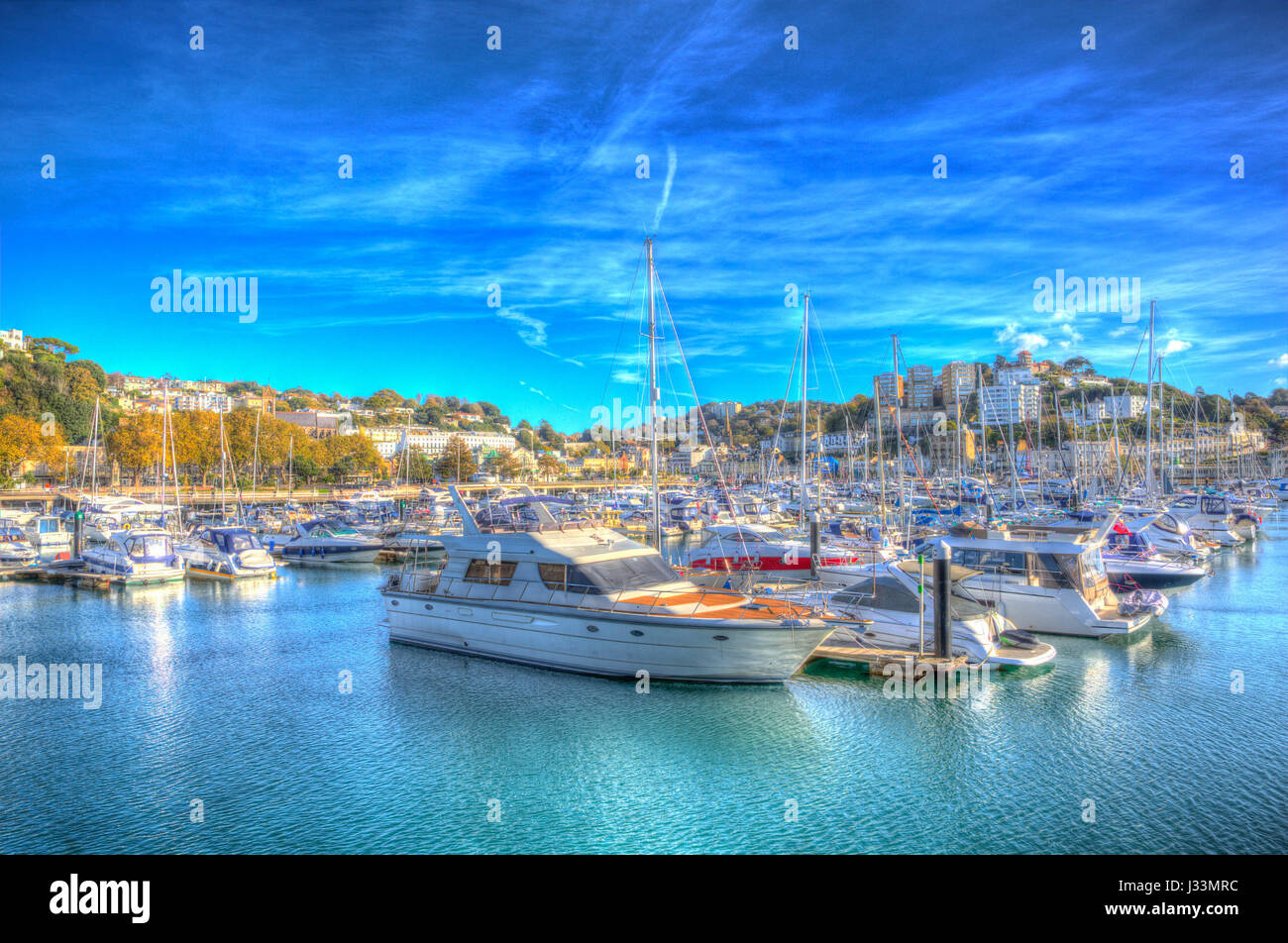 Torquay Devon marina with boats and yachts on beautiful day on the ...
