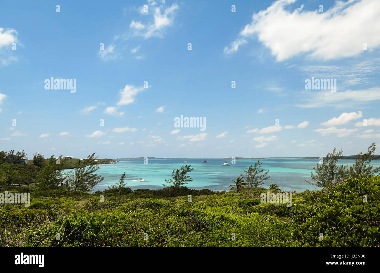 View of the Abaco Sea from a coral reef island, in Bahamas Stock Photo ...