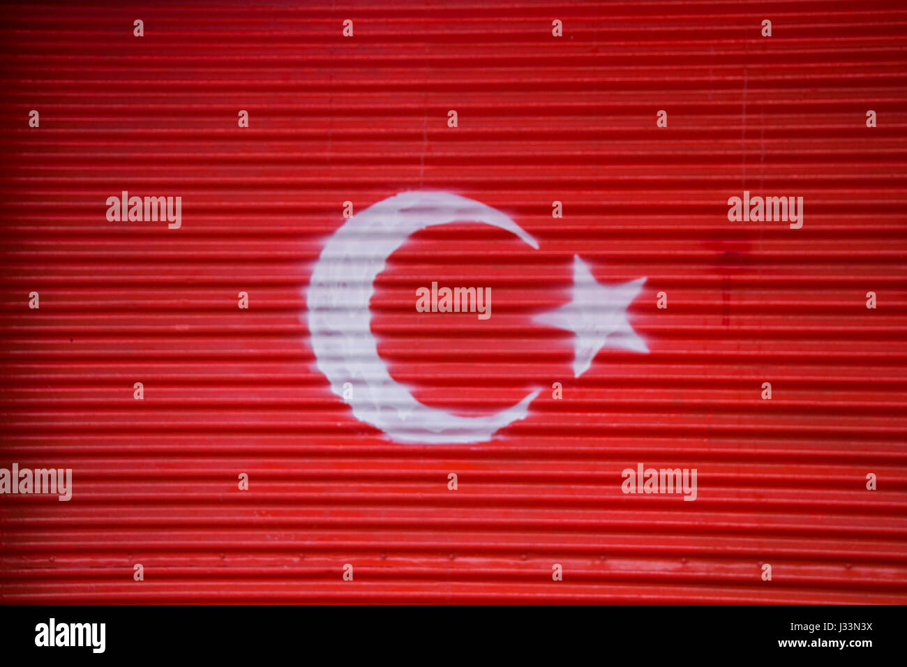 Turkish national flag painted on metal background in the street Stock ...