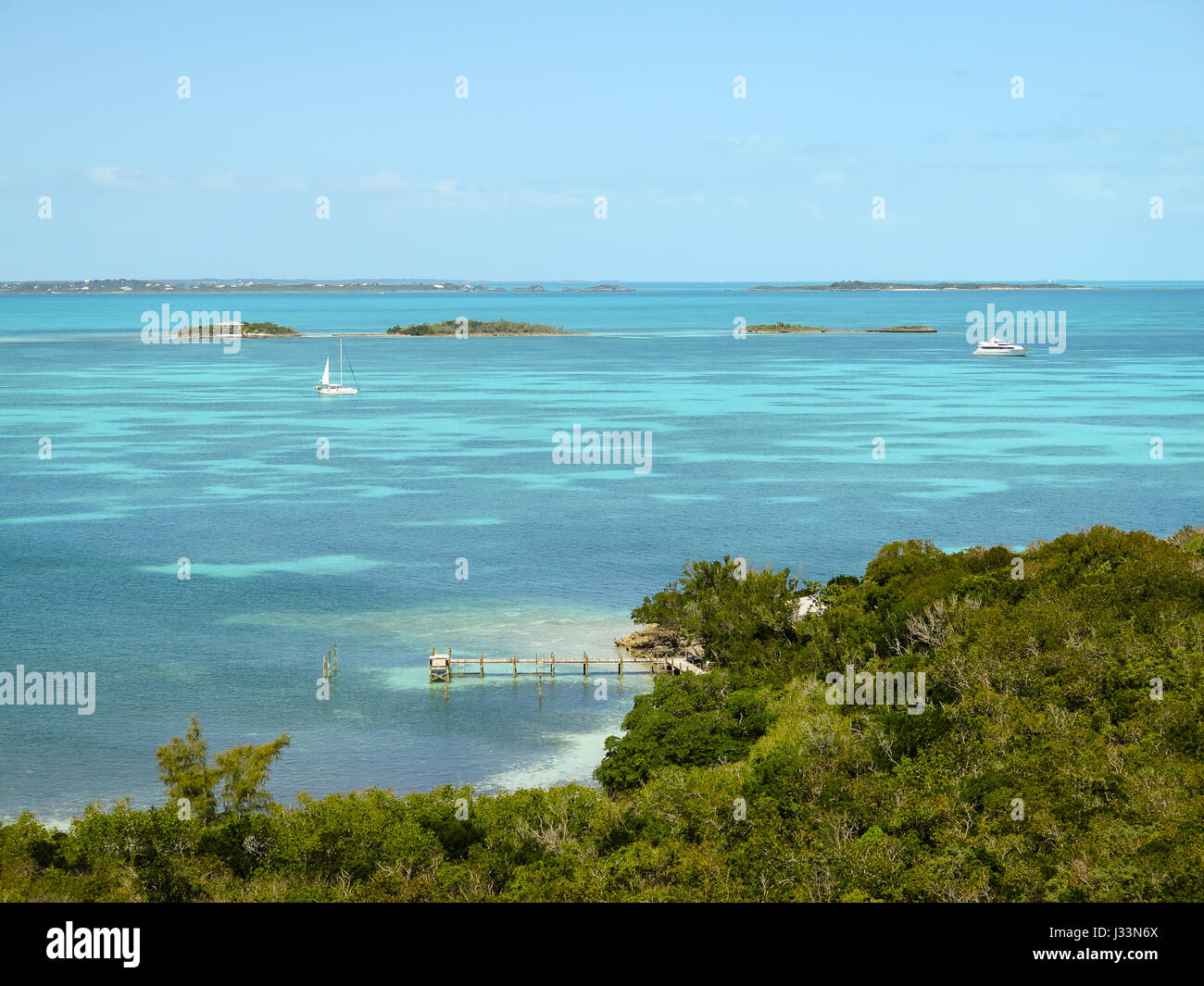 View of Abaco Sea, from the Elbow Reef Lighthouse, in Hope Town ...