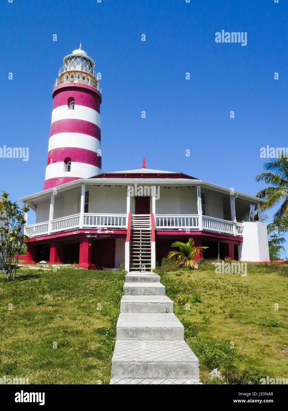 The iconic Elbow Reef Lighthouse, in Hope Town, Bahamas Stock Photo - Alamy