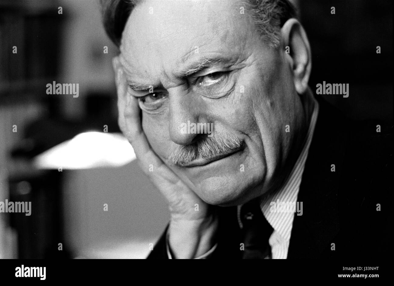 Enoch Powell a British politician 1983 at home London Uk 1980s HOMER ...