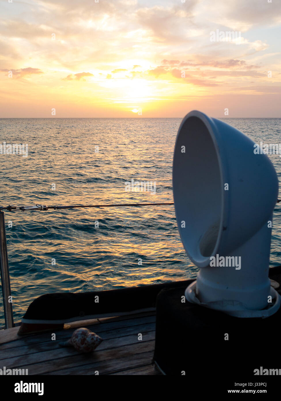 Detail of dorade vent in a sailboat during sunset Stock Photo - Alamy