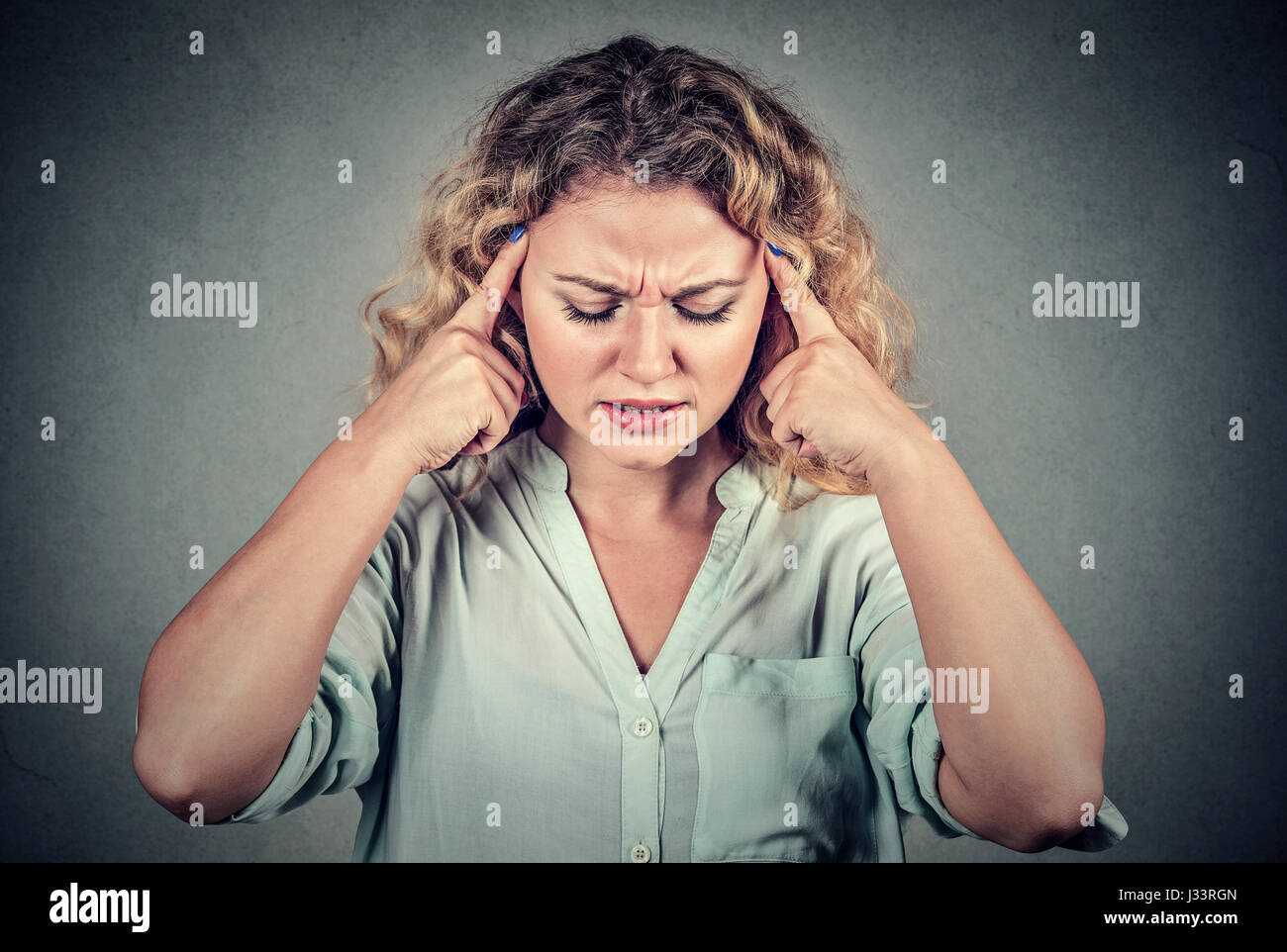 Closeup Portrait Sad Young Beautiful Woman With Worried Stressed Face