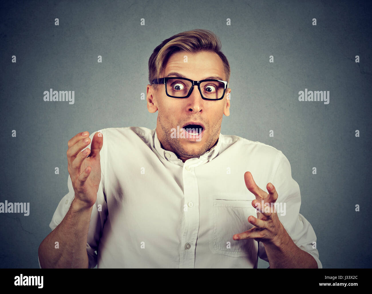 Concerned scared man Stock Photo - Alamy