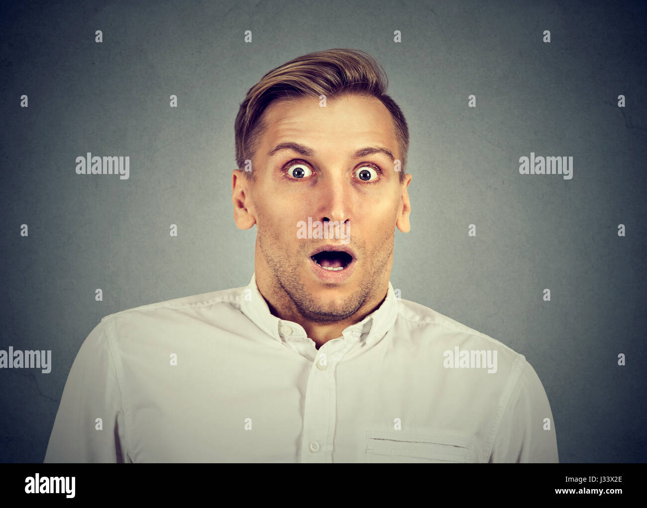 Concerned scared man Stock Photo - Alamy