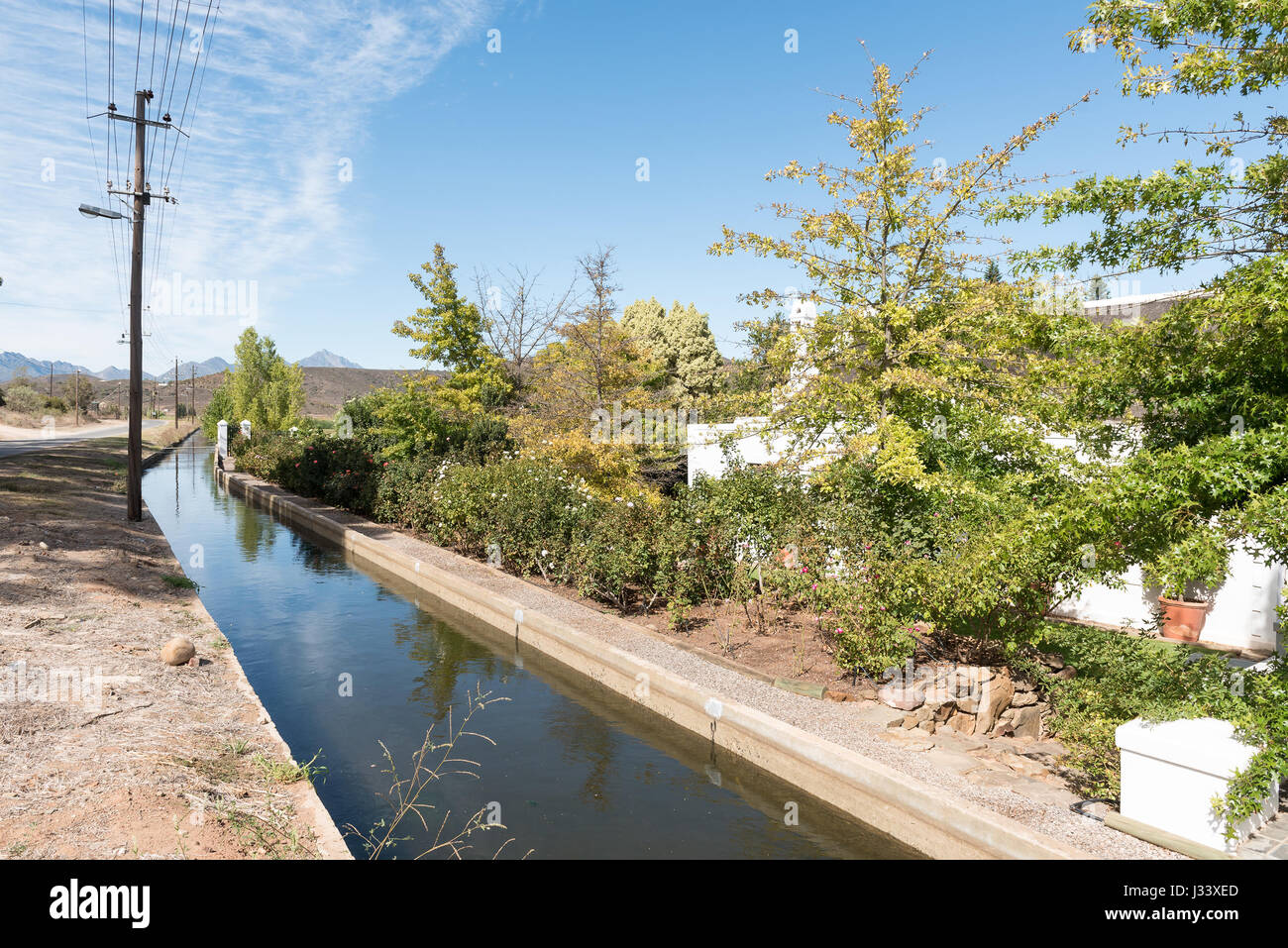 BONNIEVALE, SOUTH AFRICA - MARCH 26, 2017: A canal in Bonnievale, a ...