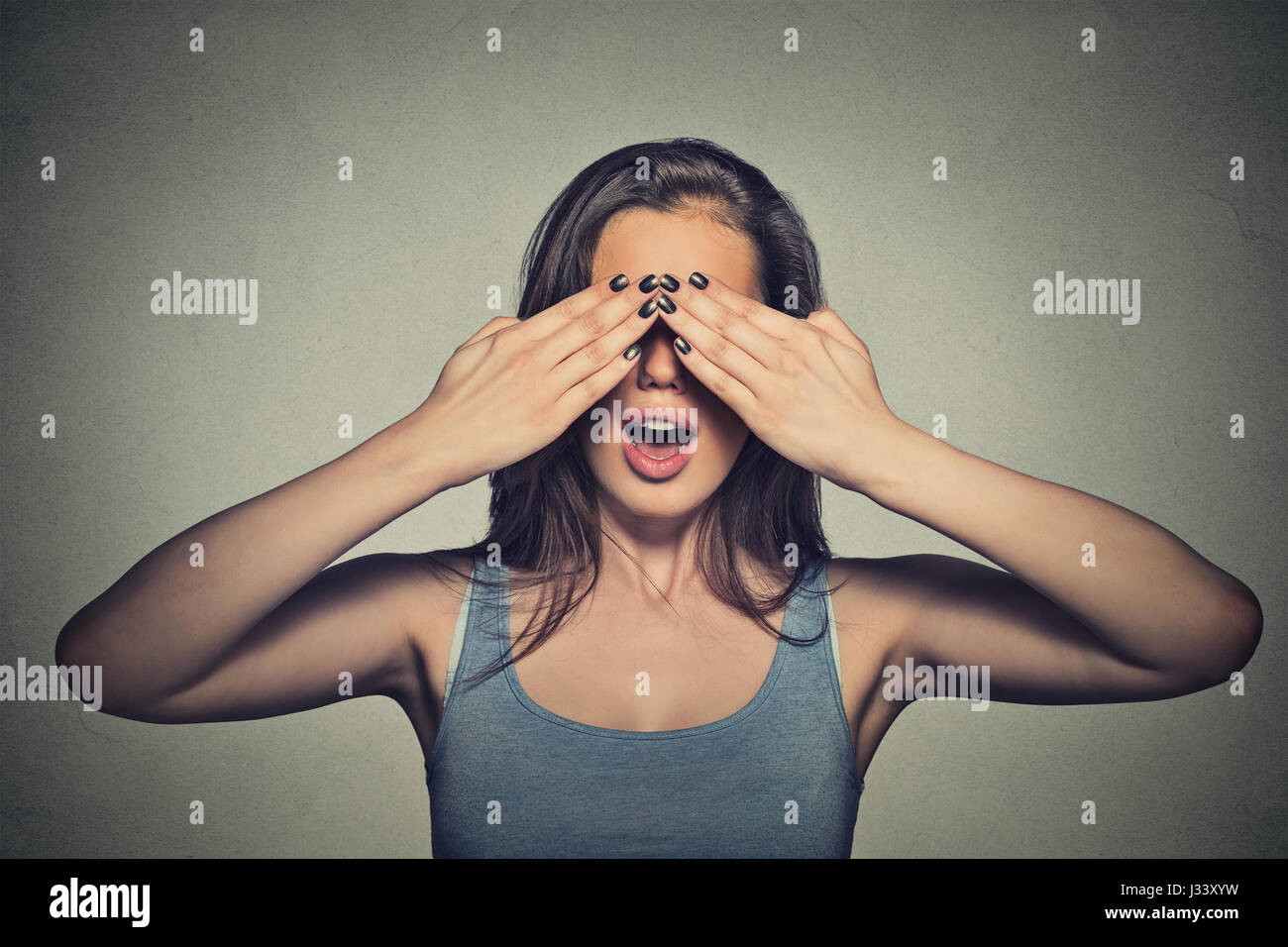 Cover eyes surprise hi-res stock photography and images - Alamy