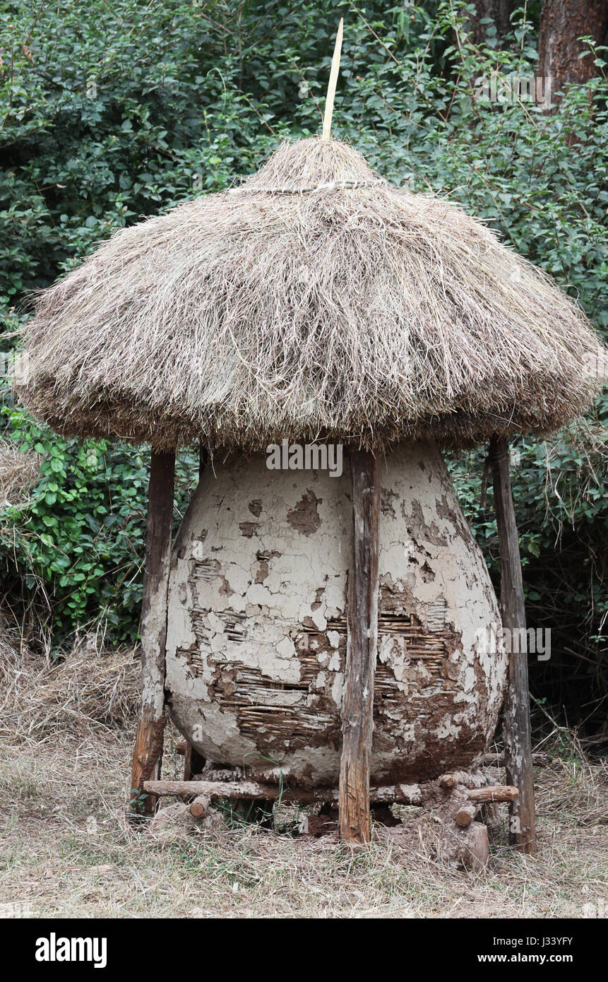 Grain storage hut in traditional Kenyan village Stock Photo - Alamy