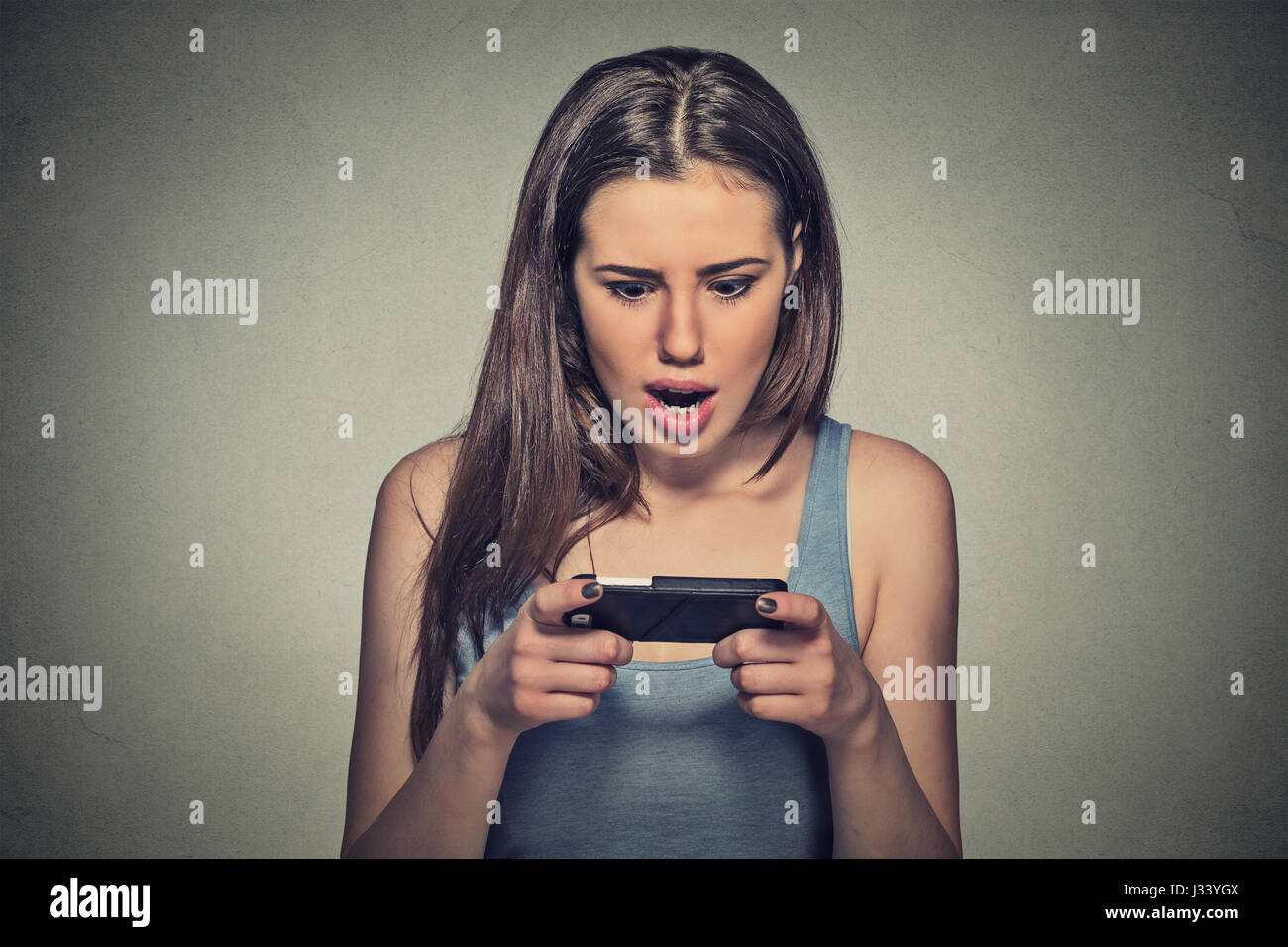 Frustrated female customer on mobile hi-res stock photography and ...