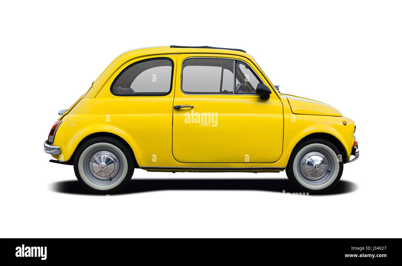 Classic Italian mini car isolated on white Stock Photo - Alamy