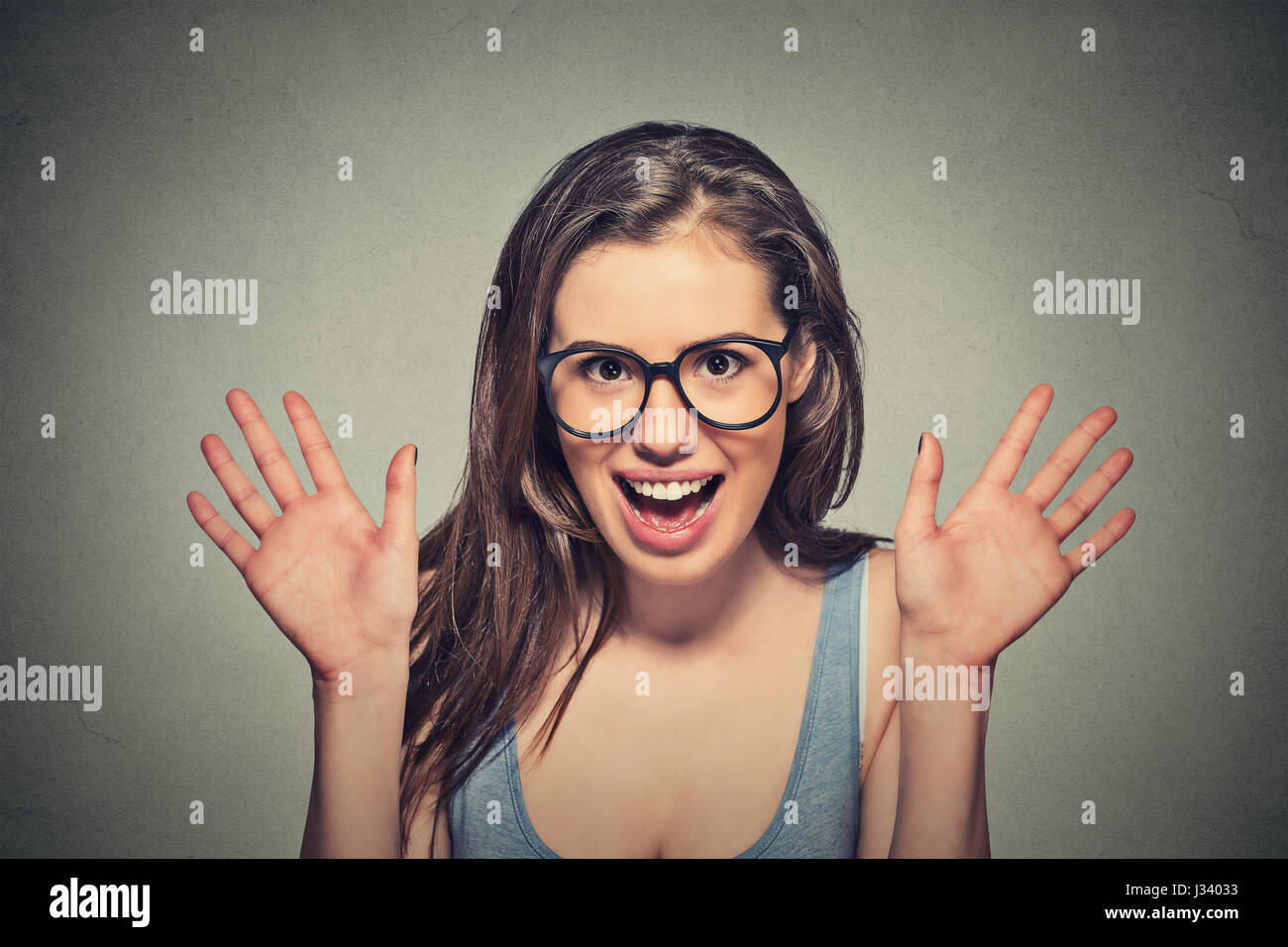 Portrait super excited girl young woman Stock Photo - Alamy