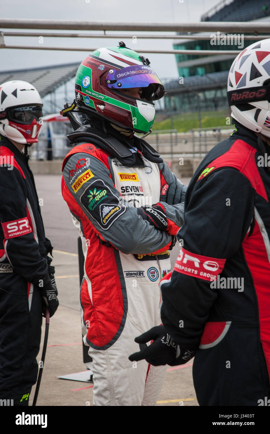 Ryan Ratcliffe getting out of his car during a pit stop driver change ...