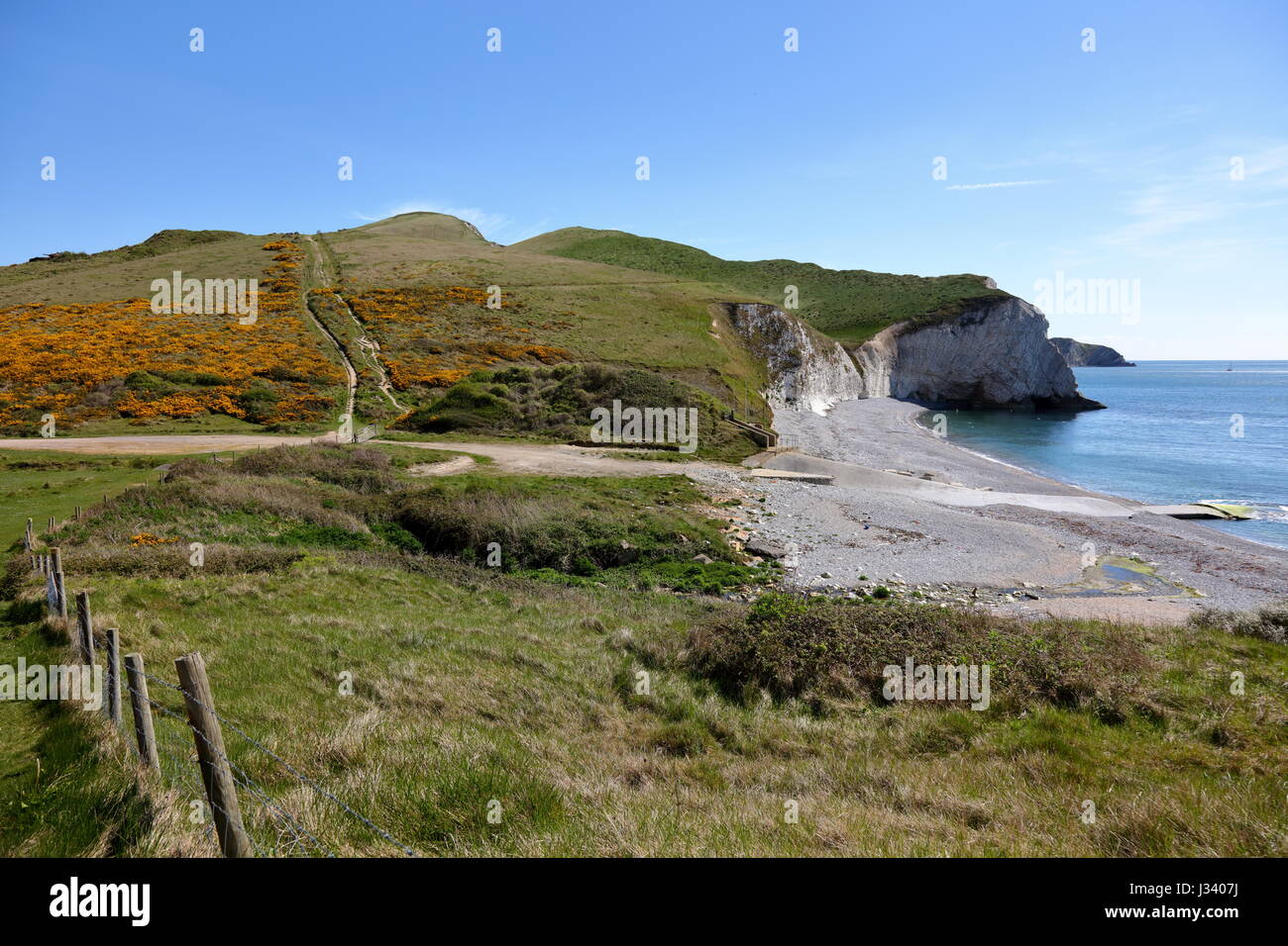 South West Coast path across Lulworth ranges give magnificent views of ...