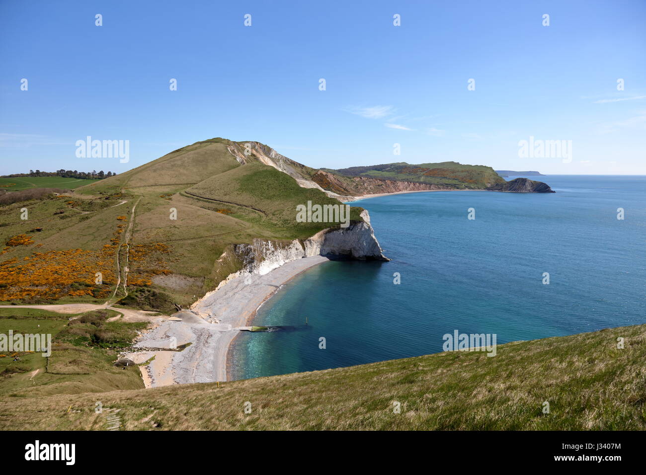 South West Coast path across Lulworth ranges give magnificent views of ...