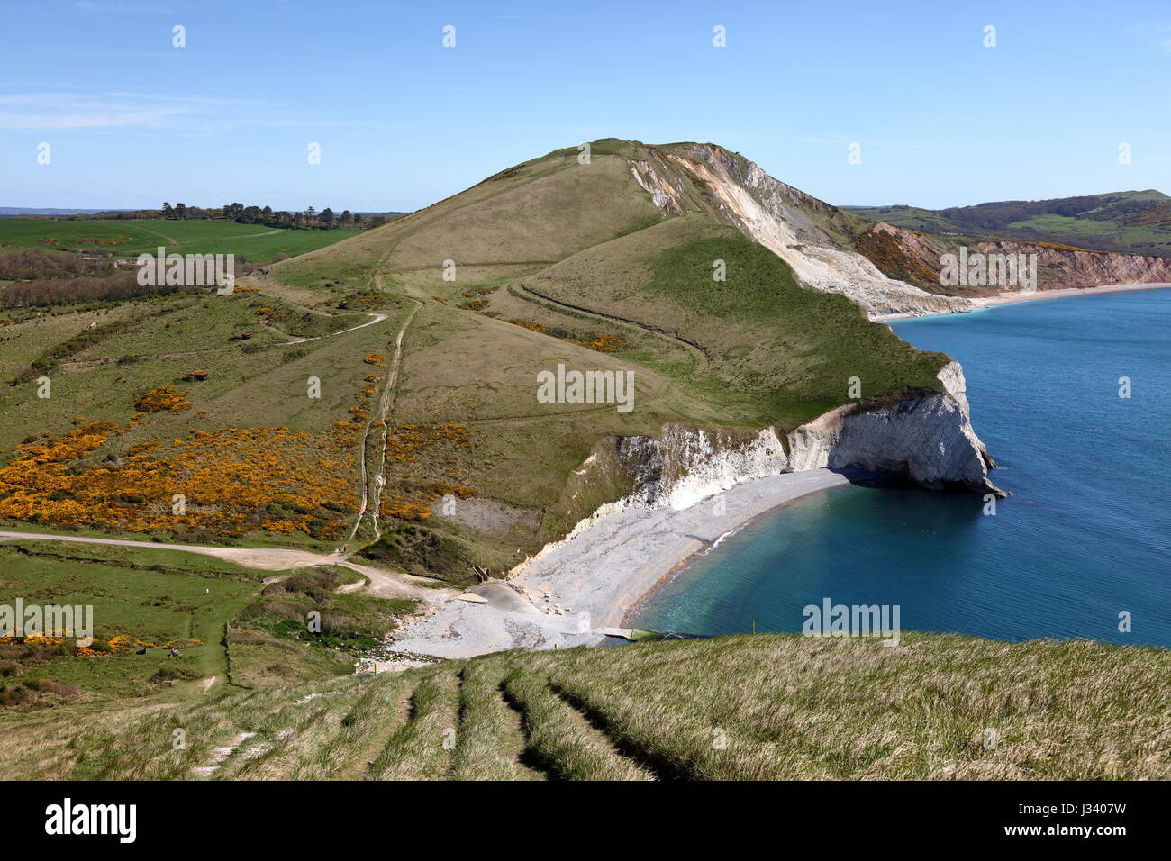 South West Coast path across Lulworth ranges give magnificent views of ...