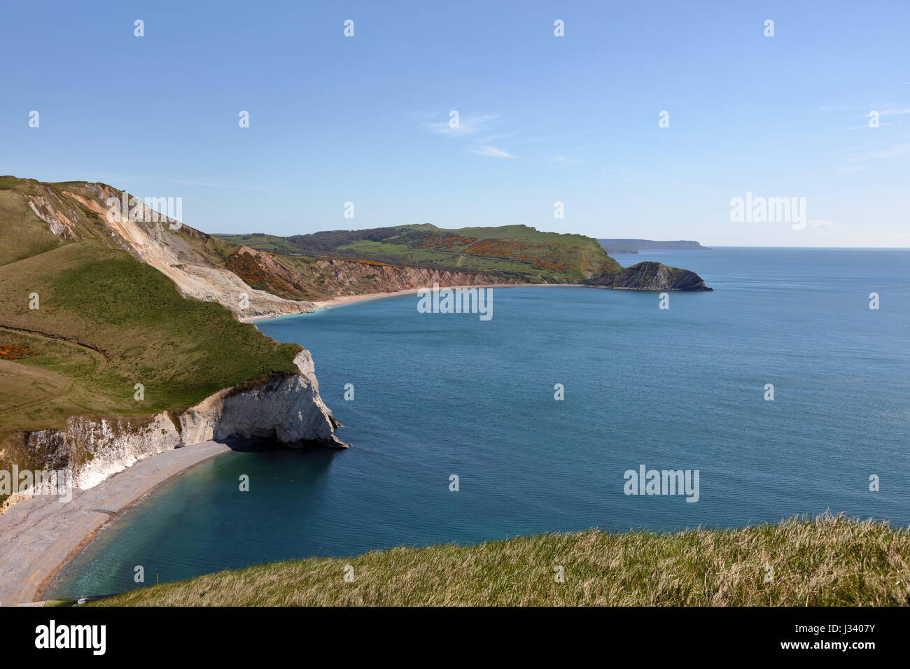 South West Coast path across Lulworth ranges give magnificent views of ...