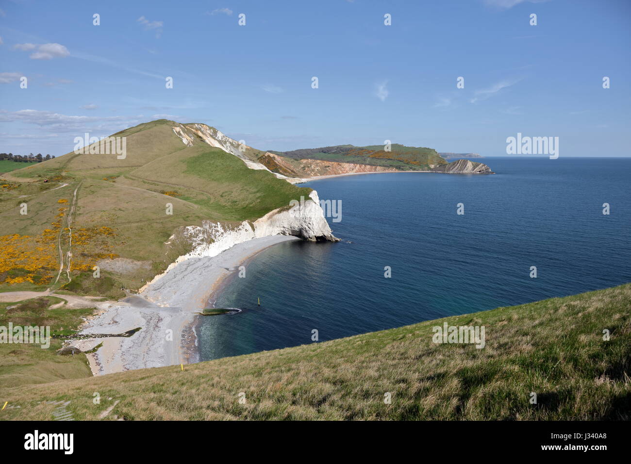 South West Coast path across Lulworth ranges give magnificent views of ...