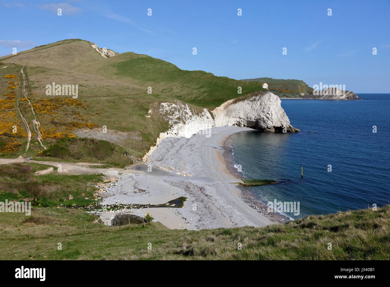 South West Coast path across Lulworth ranges give magnificent views of ...