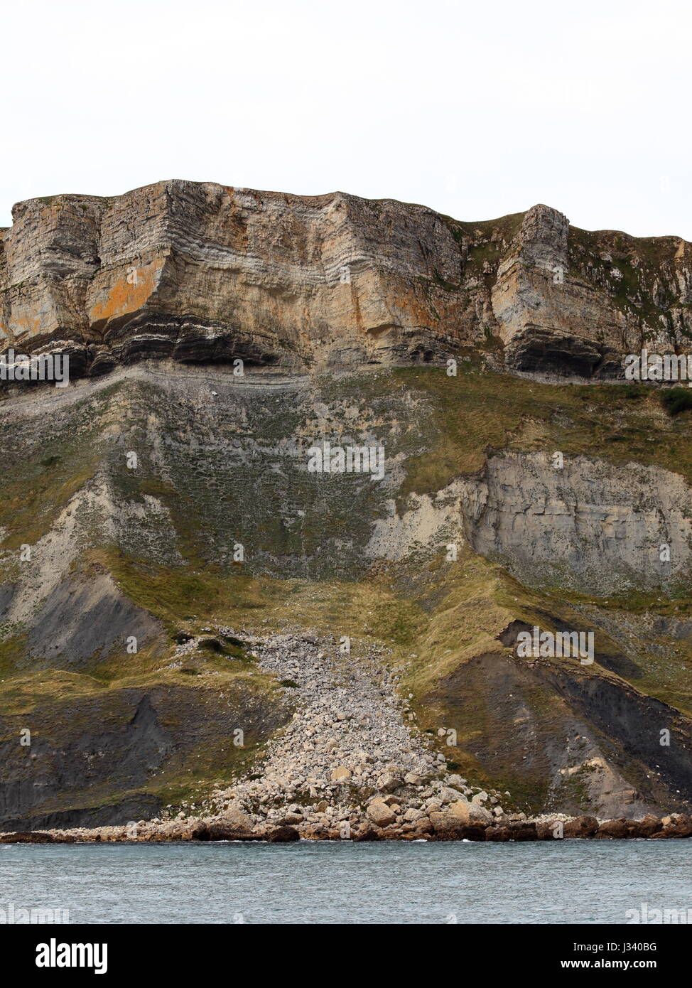 Impressive limestone cap to westerly cliff face of St Aldhelm’s Head ...