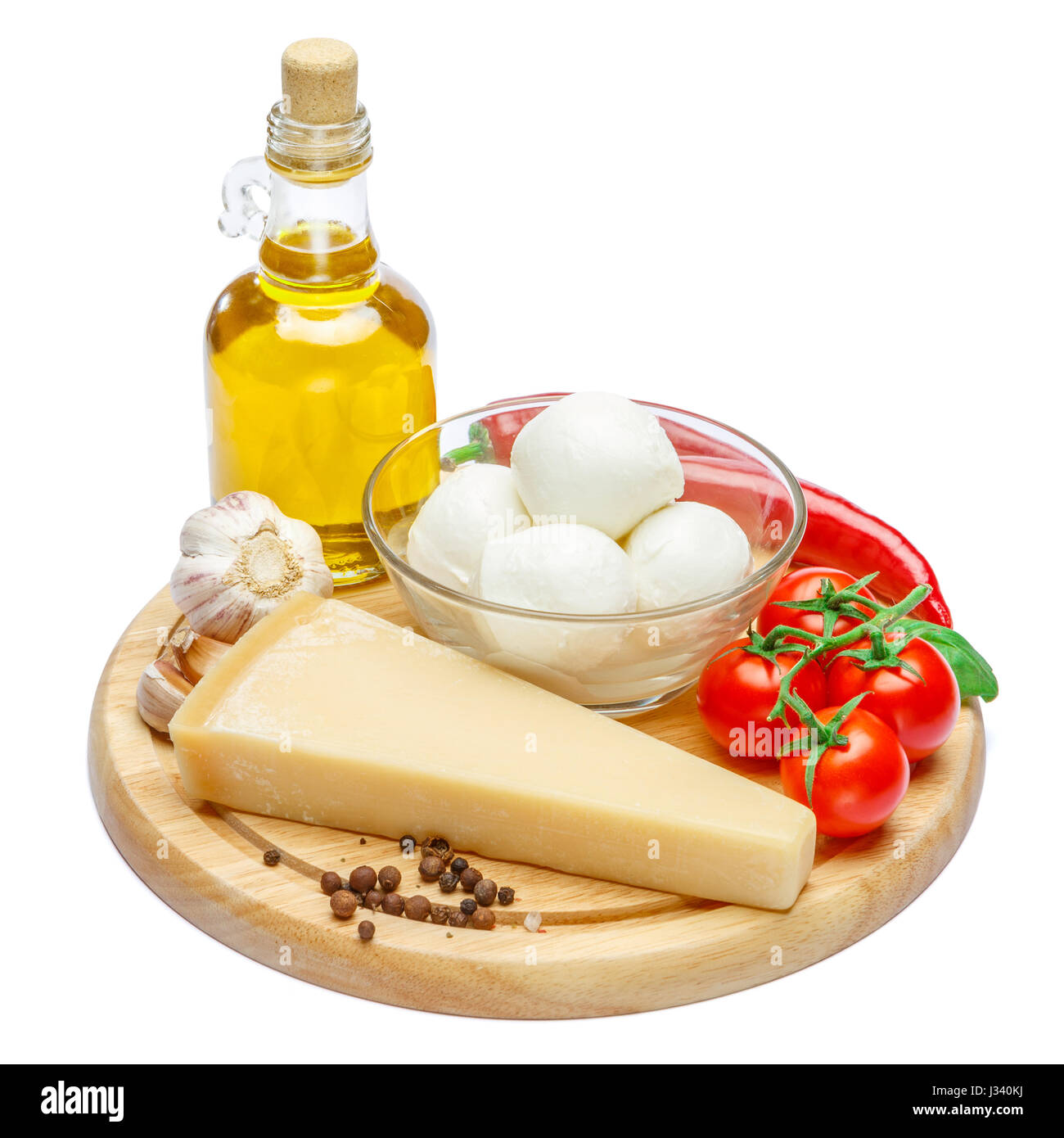 traditional italian products parmesan or parmigiano and mozarella on ...