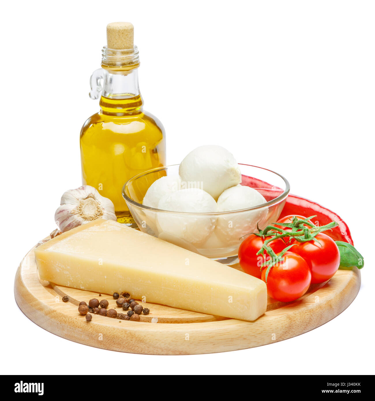 traditional italian products parmesan or parmigiano and mozarella on ...