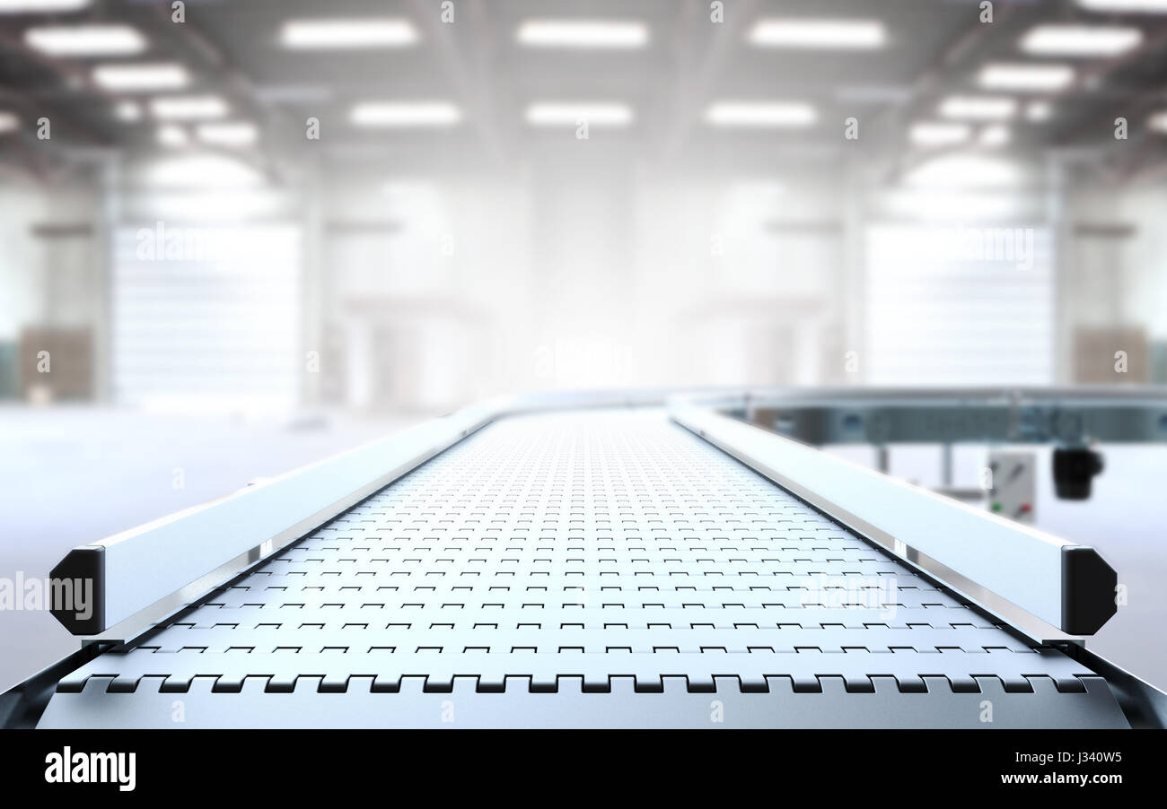 Empty conveyor belt 3D rendering Stock Photo - Alamy