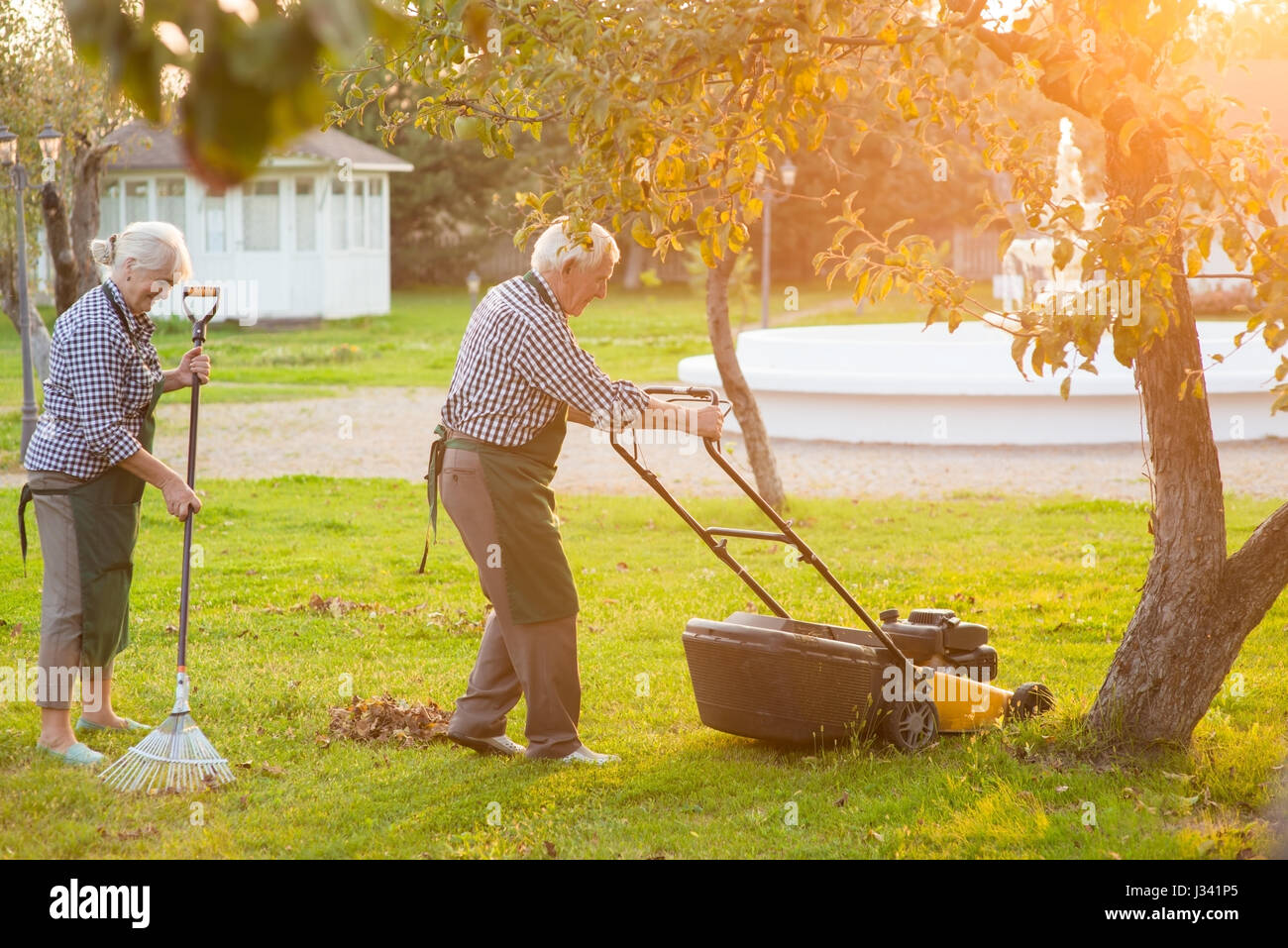 Woman working mower on hi-res stock photography and images - Alamy