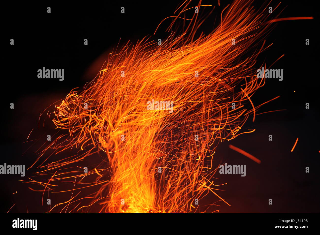 High resolution close-up of bonfire, with long exposure for the graphic ...