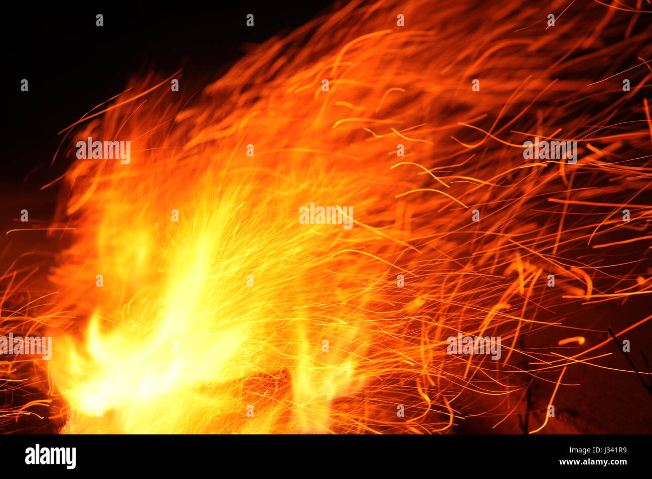 High resolution close-up of bonfire, with long exposure for the graphic ...