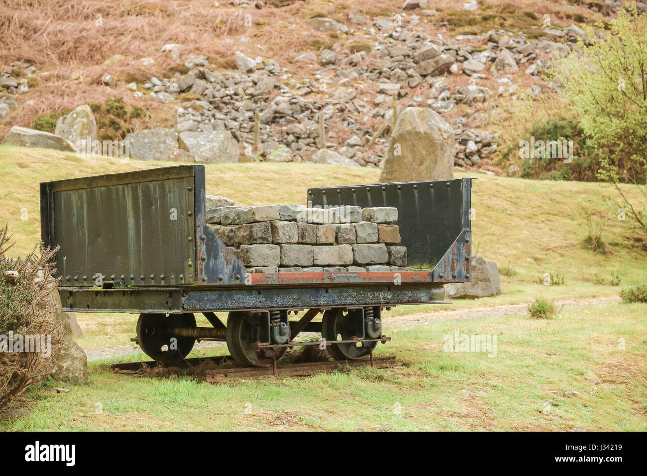 A slate truck as used in the Welsh slate mines to transport slate by ...