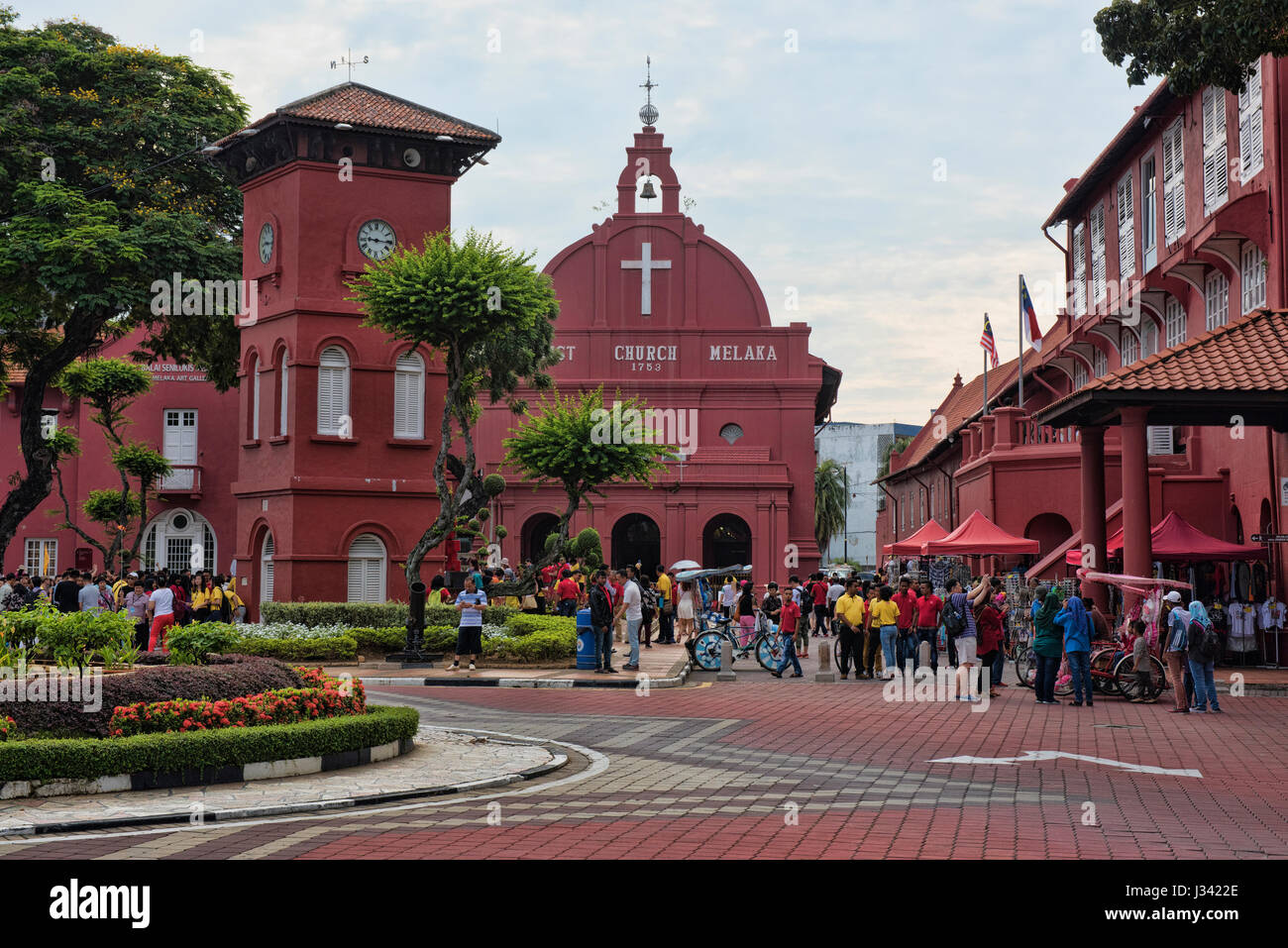 The historic Christ Church in Dutch Square, Malacca, Malaysia Stock ...