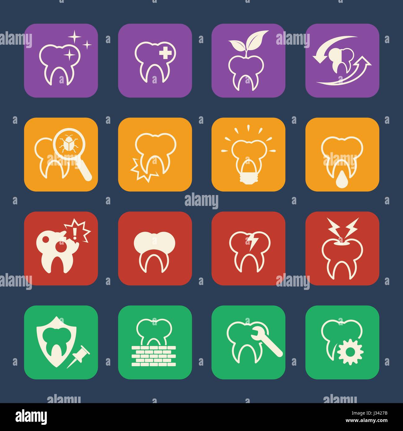 Tooth ,teeth dental vector icons set. Flat design Stock Vector Image ...