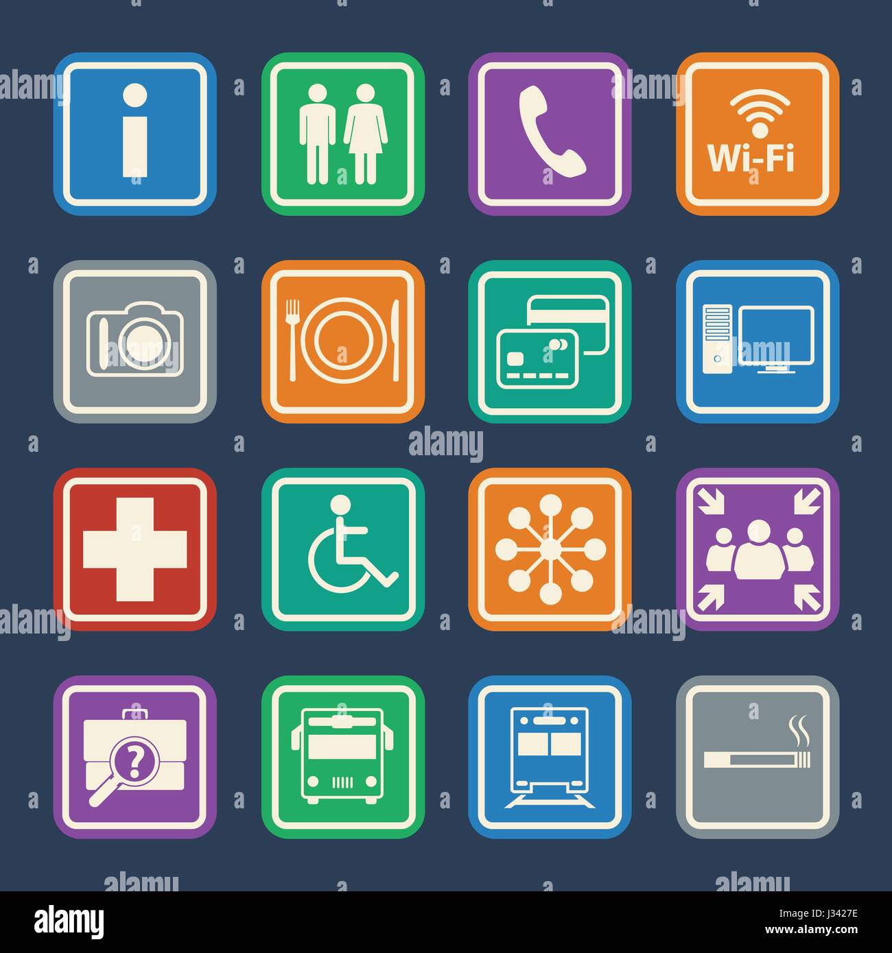 Public icons set. Vector flat design Stock Vector Image & Art - Alamy