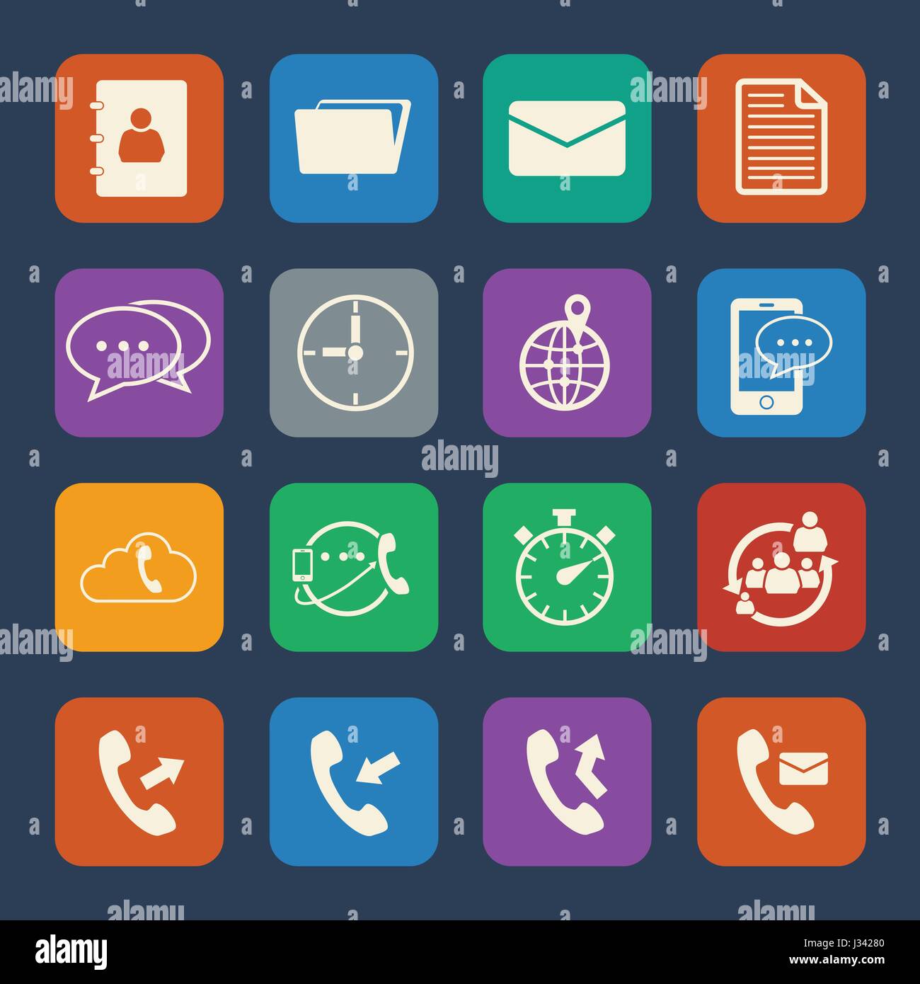 Phone and telecommunication icons set. Flat design for Website and ...