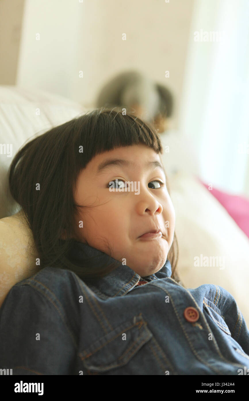 funny and lovely face of asian children playing happiness emotion Stock ...