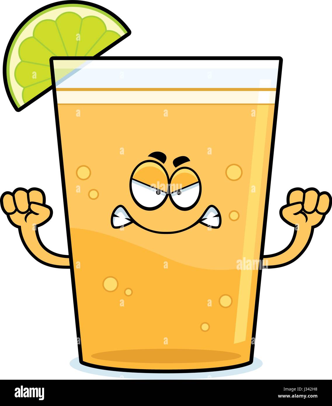 A cartoon illustration of a beer with lime looking angry Stock Vector ...