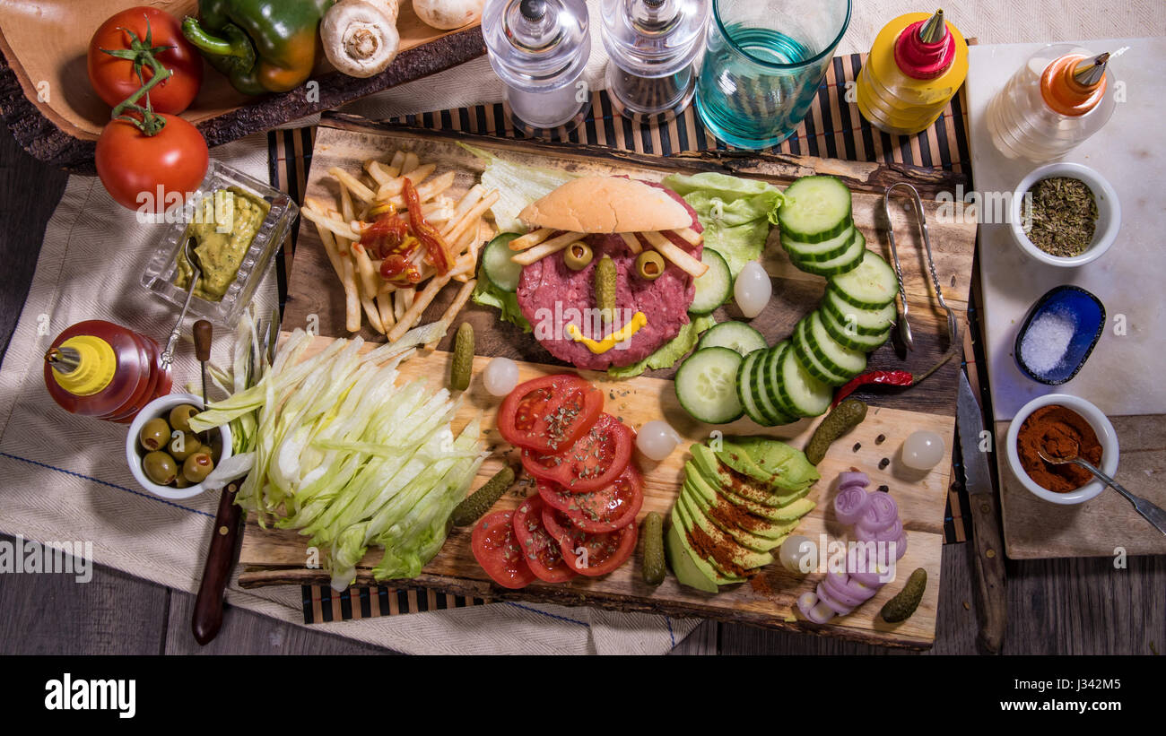 Burger top view hi-res stock photography and images - Alamy
