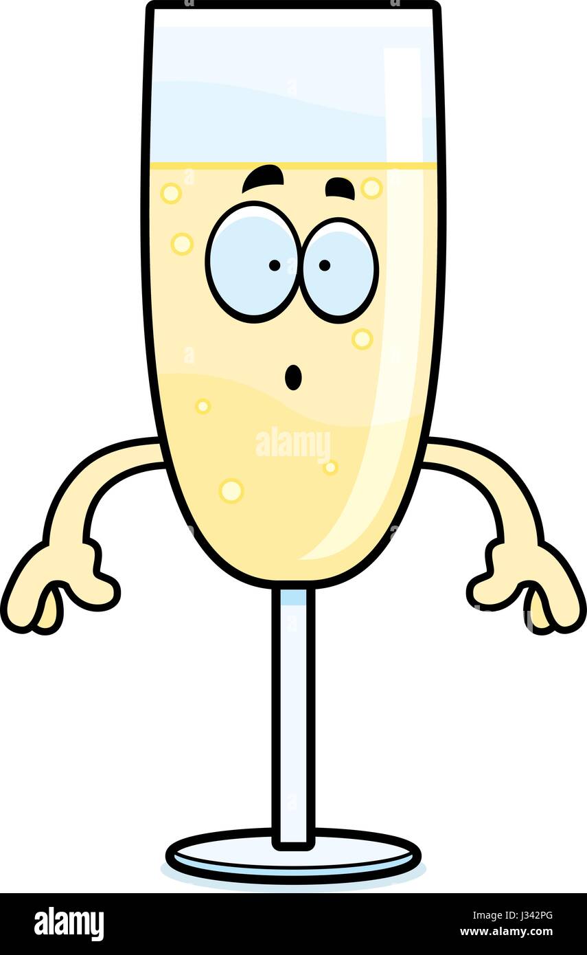 A cartoon illustration of a glass of champagne looking surprised Stock ...