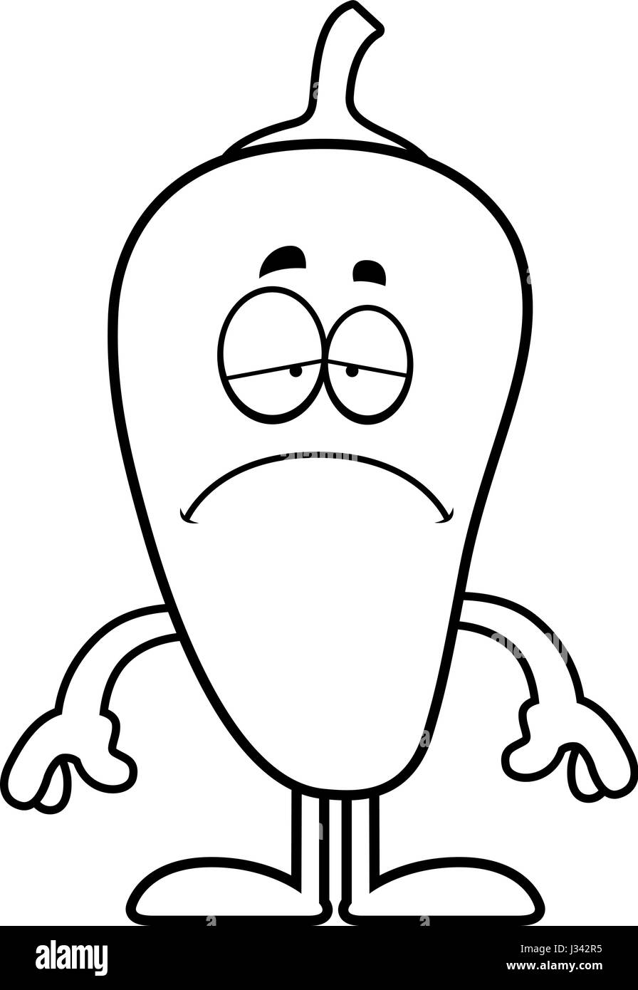A cartoon illustration of a chili pepper looking sad Stock Vector Image ...