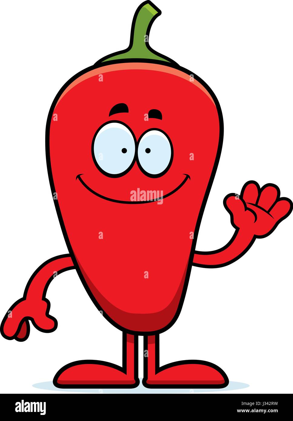 A cartoon illustration of a chili pepper waving Stock Vector Image ...