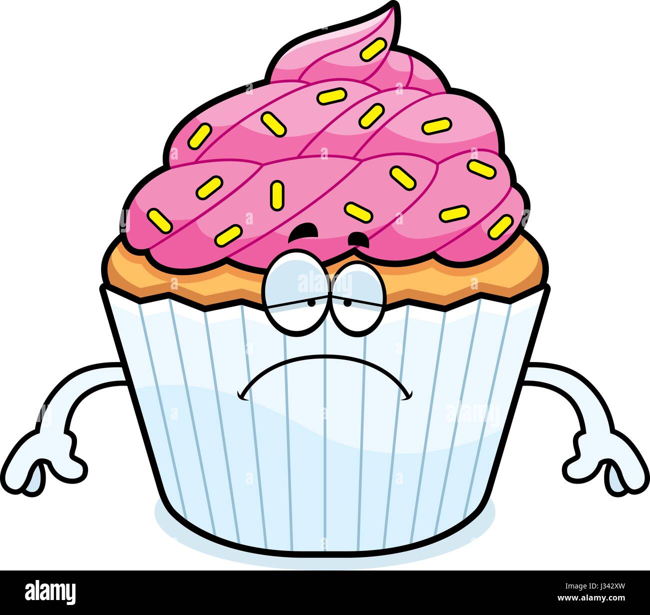 A cartoon illustration of a cupcake looking sad Stock Vector Image ...
