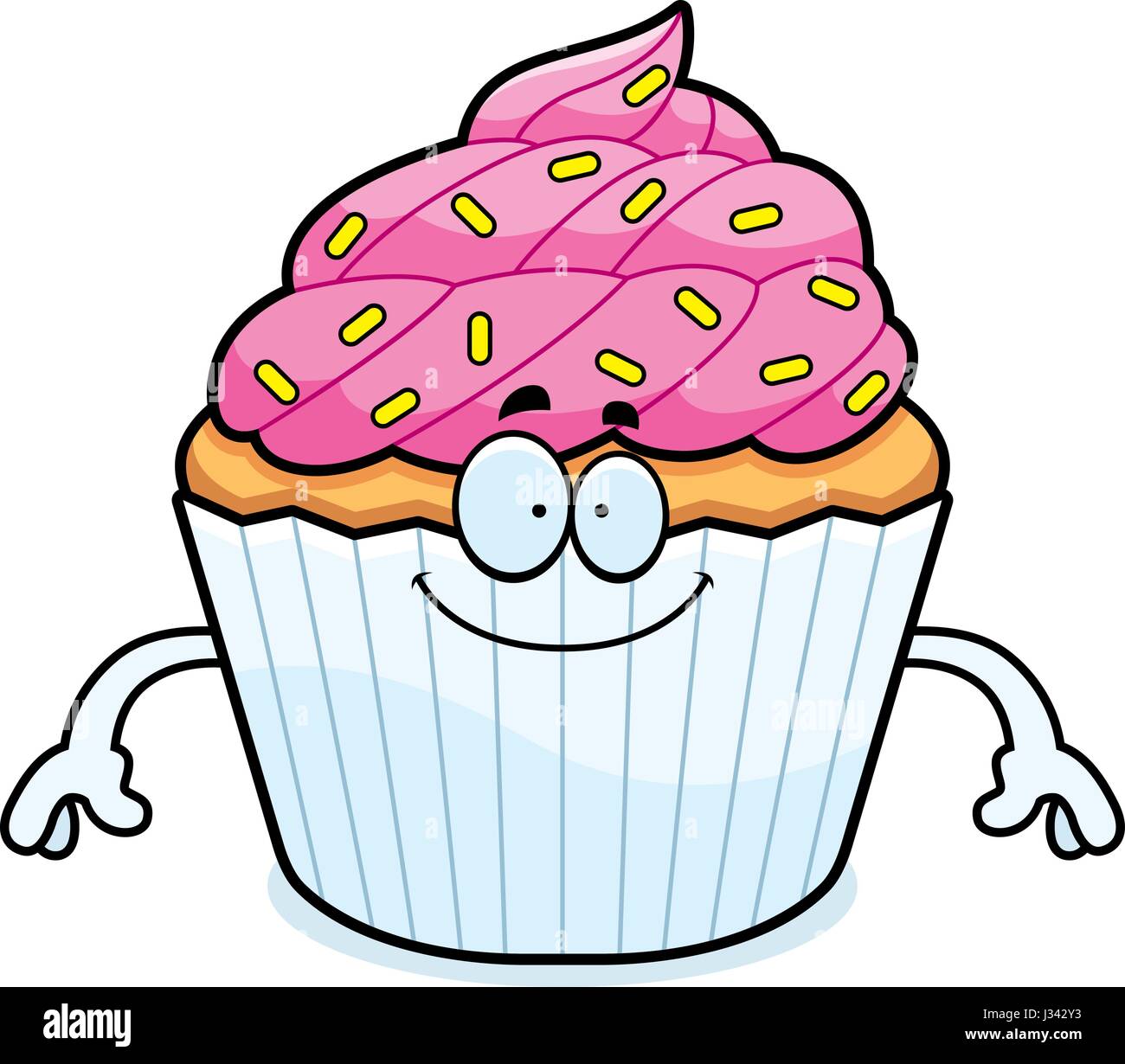 A cartoon illustration of a cupcake looking happy Stock Vector Image ...
